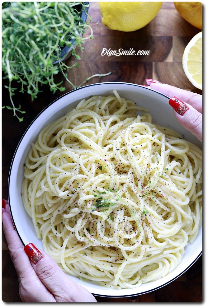 MAKARON Z CYTRYNĄ, OLIWĄ I SEREM przepis Olga Smile